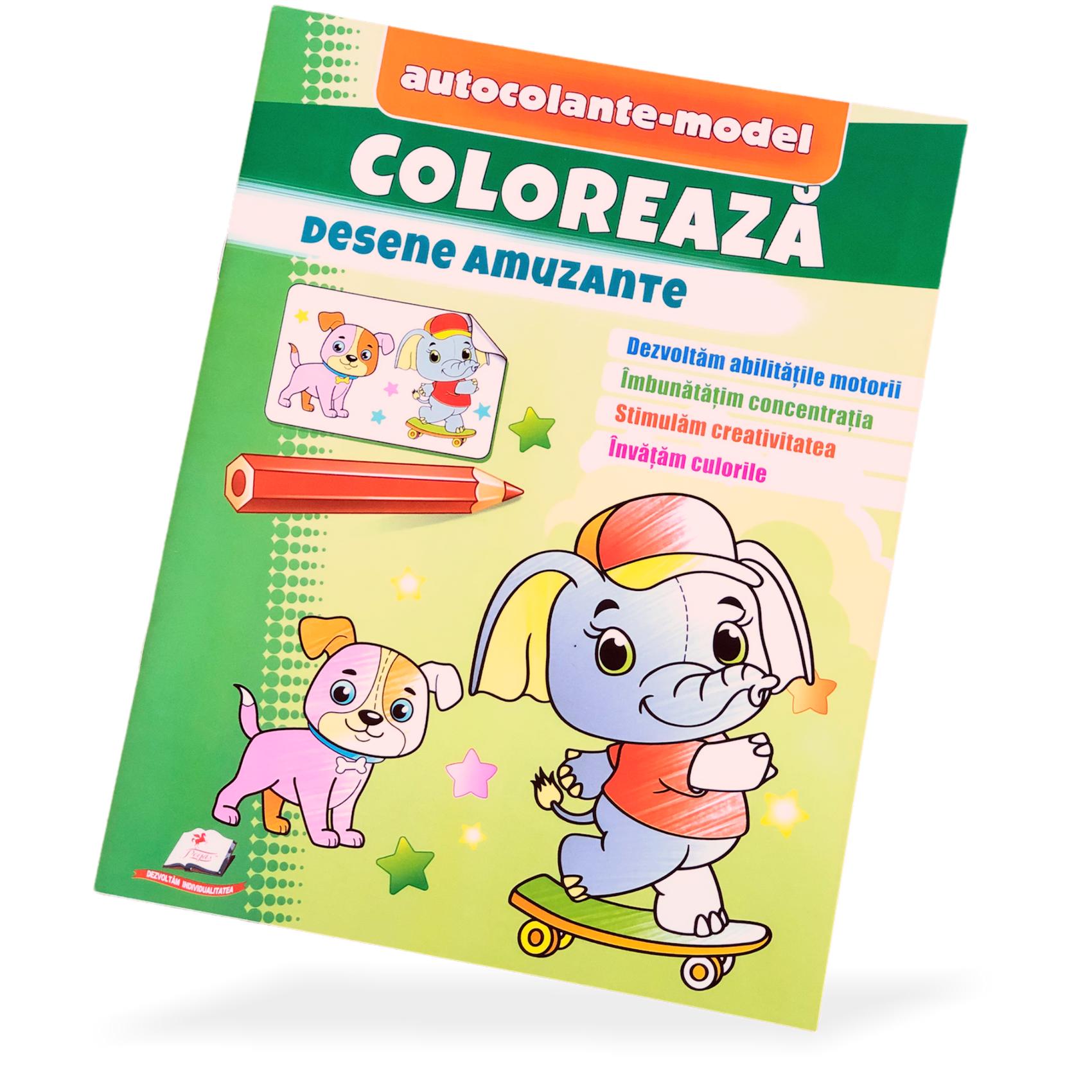 Carte de colorat Coloreaza+autocolante Desene amuzante - Birovits.md