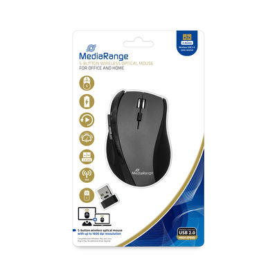 Mouse MediaRange Optical Wireless 5 button, negru-gri - Cumpără în ...